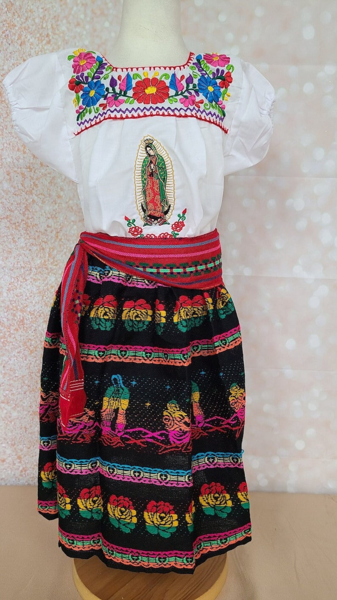 Vestido Indita Con Blusa Bordada Virgen De Guadalupe, Little Girl ...