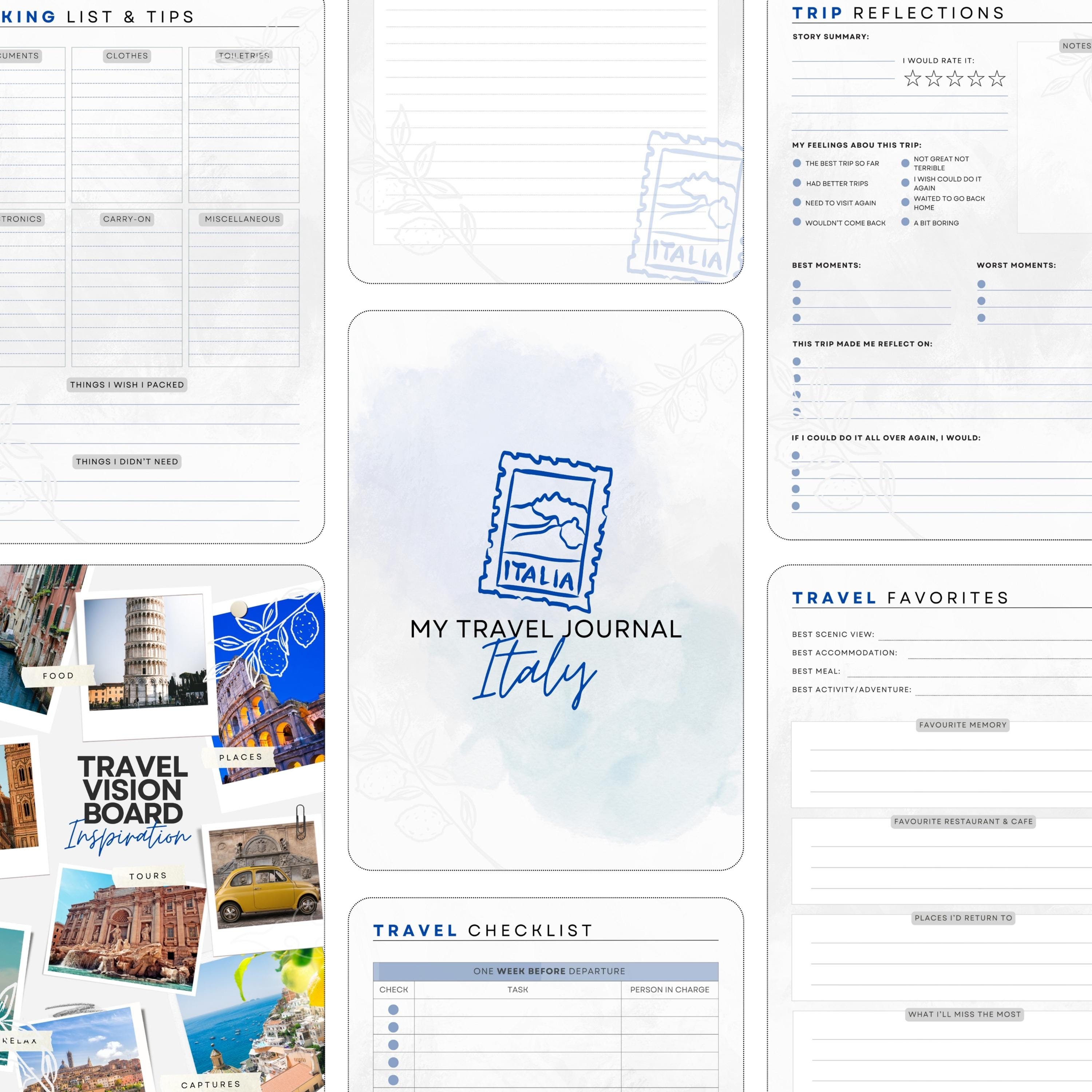 Italy Travel Journal Printable | Digital Travel Planner | Guided Trip ...
