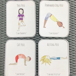Kids Yoga Stretches Poster+card Set Handmade Mantra Affirmation ...