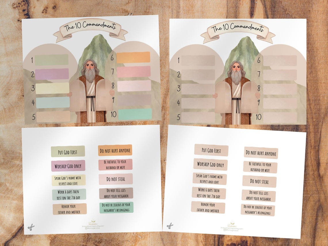 10 Commandments Craft, Christian Puzzle Activity, Digital Bible ...