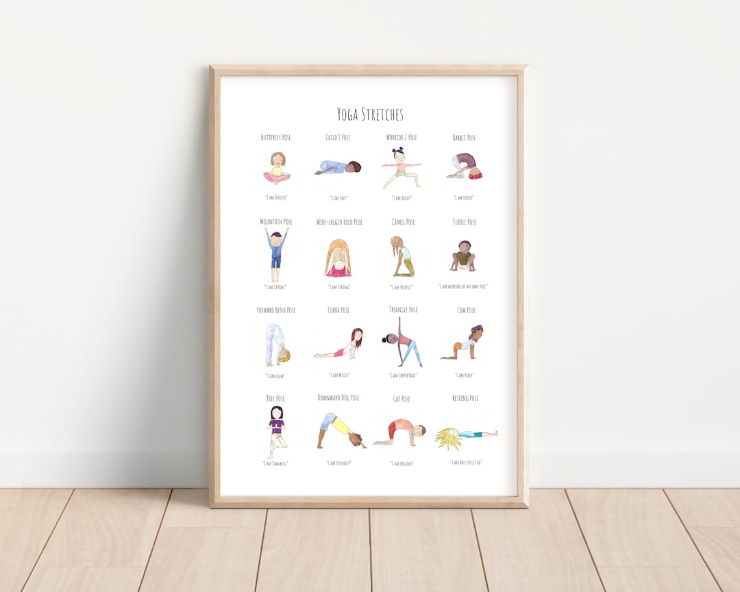 Kids Yoga Stretches Poster Digital Download Handmade Mantra Affirmation ...