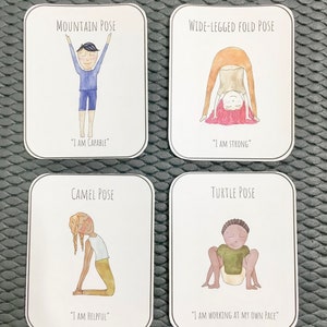 Kids Yoga Stretches Poster+card Set Handmade Mantra Affirmation ...