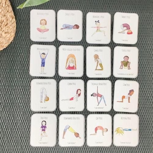 KIDS YOGA 16 Montessori Cards Flash Cards Nomenclature - Etsy