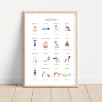 Kids Yoga Stretches Poster Digital Download Handmade Mantra Affirmation ...