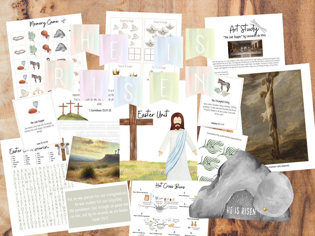 Christian Easter Unit Study for Kids, Printable Bible Study Morning ...