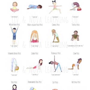 Kids Yoga Stretches Poster+card Set Handmade Mantra Affirmation ...