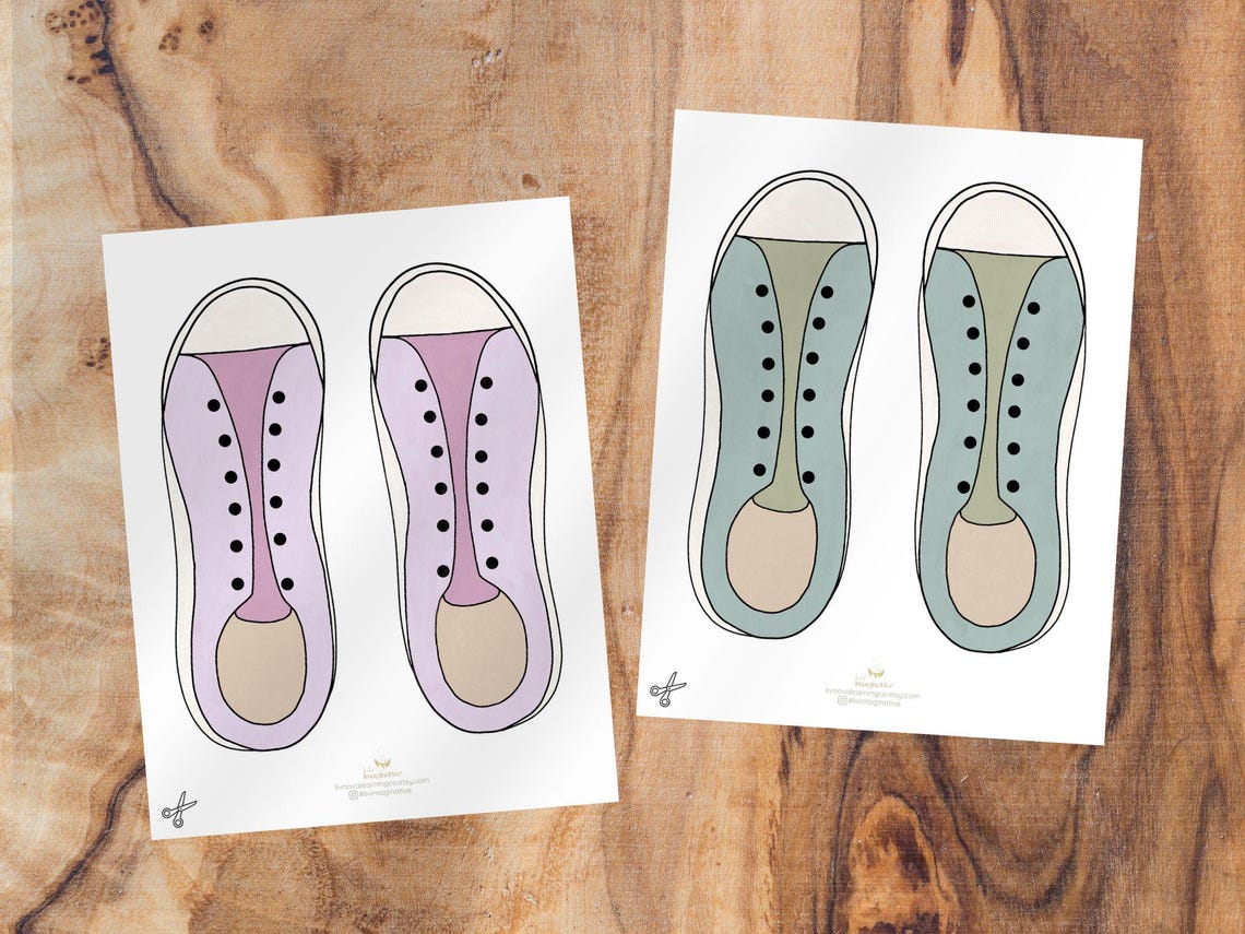 Shoe Lacing Cards, Printable Shoe Tying Practice, Shoelaces, Kid's Fine ...