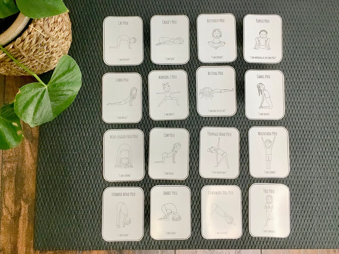 Kids Yoga Stretch Cards Black&white - Etsy