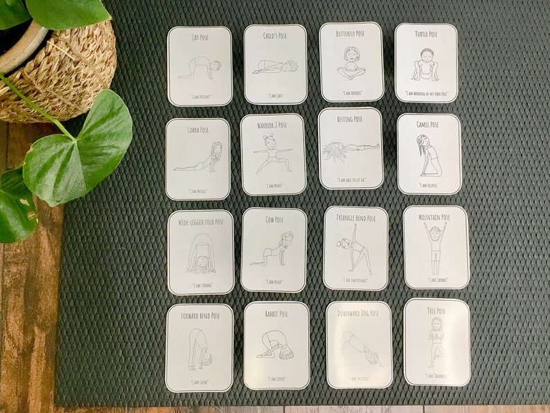 Kids Yoga Stretch Cards Black&white - Etsy