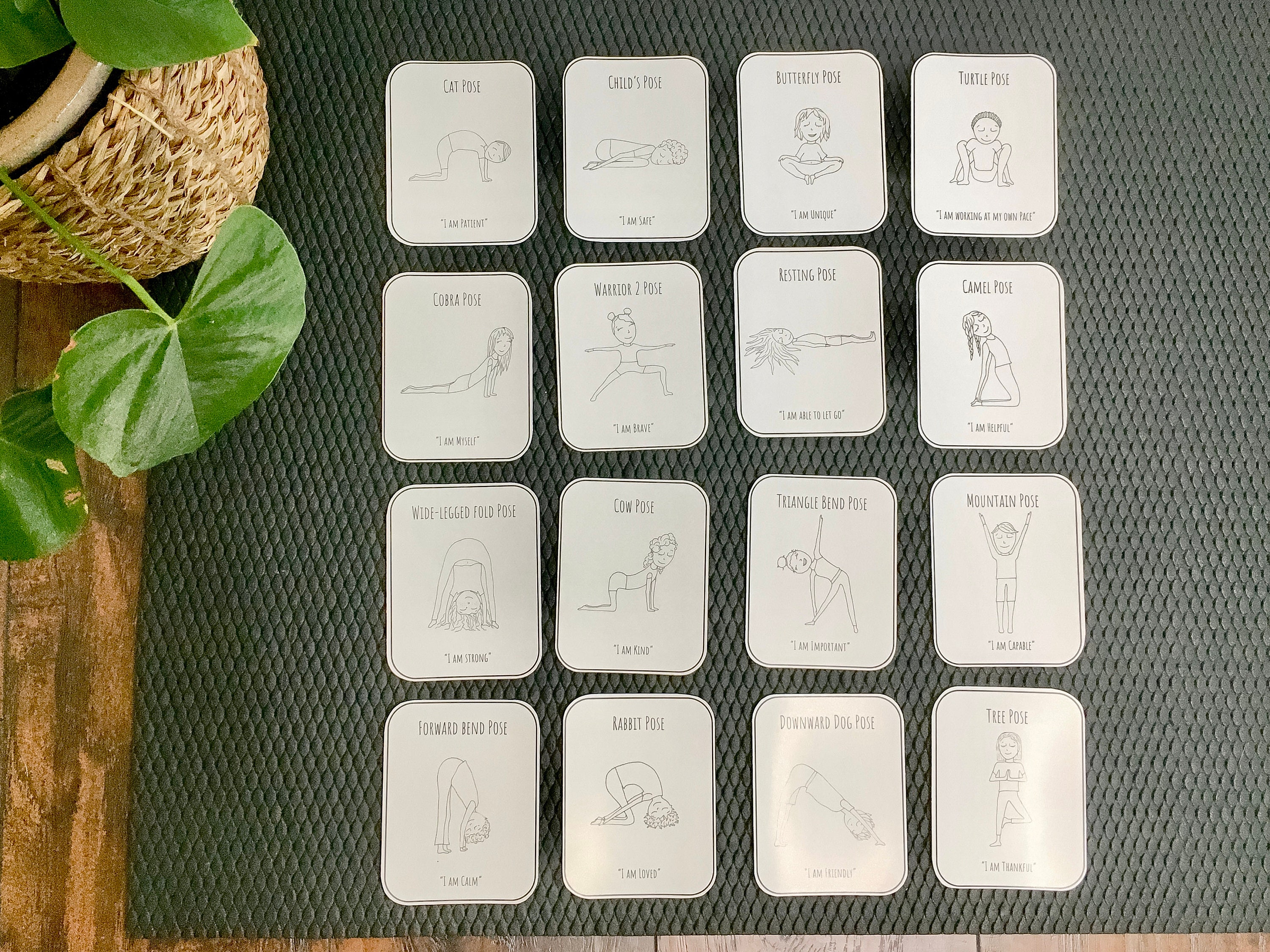 Kids Yoga Stretch Cards Black&white - Etsy