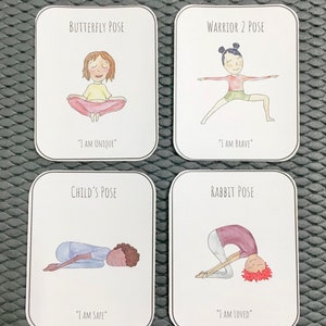 Kids Yoga Stretches Poster+card Set Handmade Mantra Affirmation ...