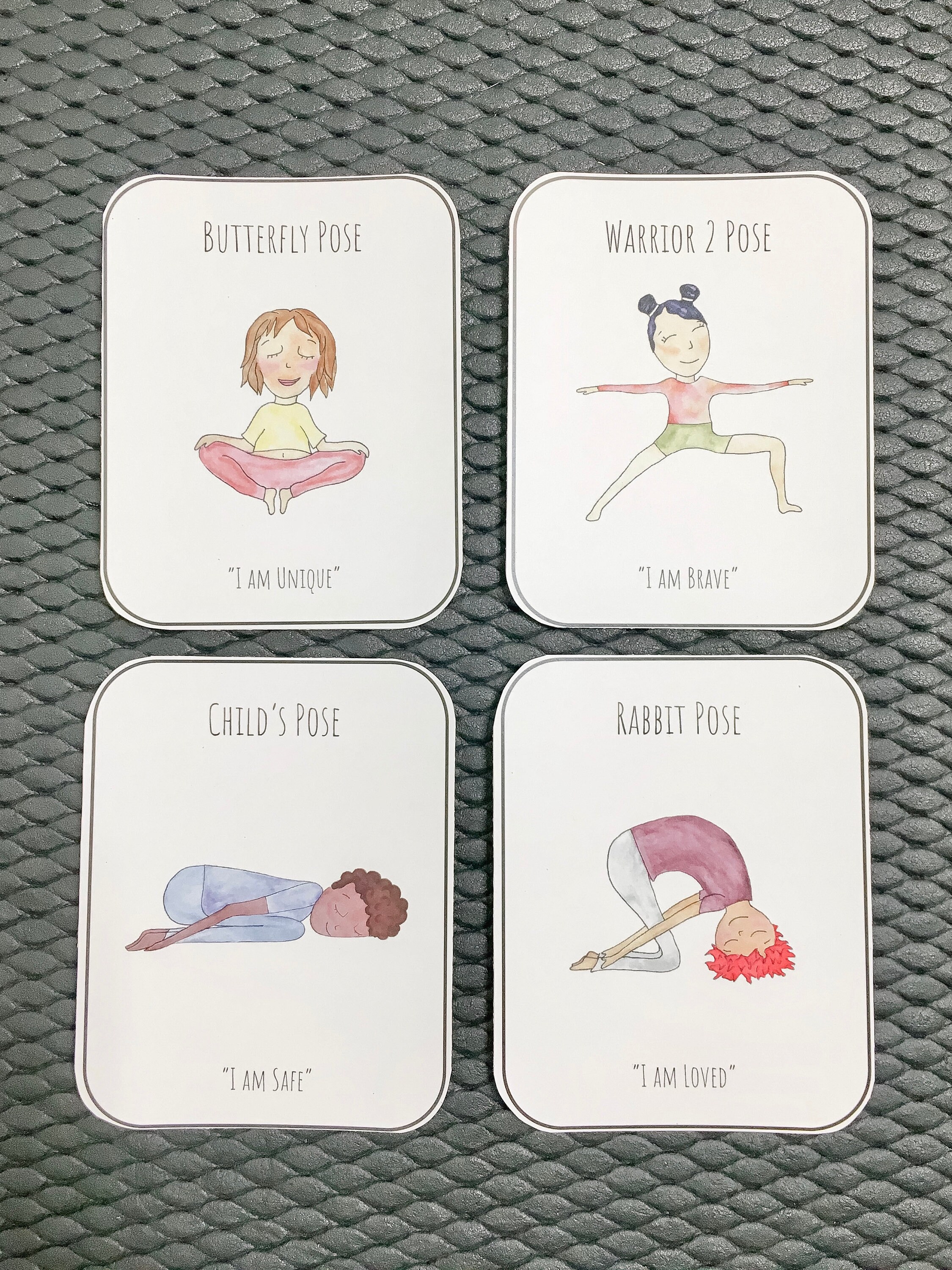 Kids Yoga Stretches Poster+card Set Handmade Mantra Affirmation ...