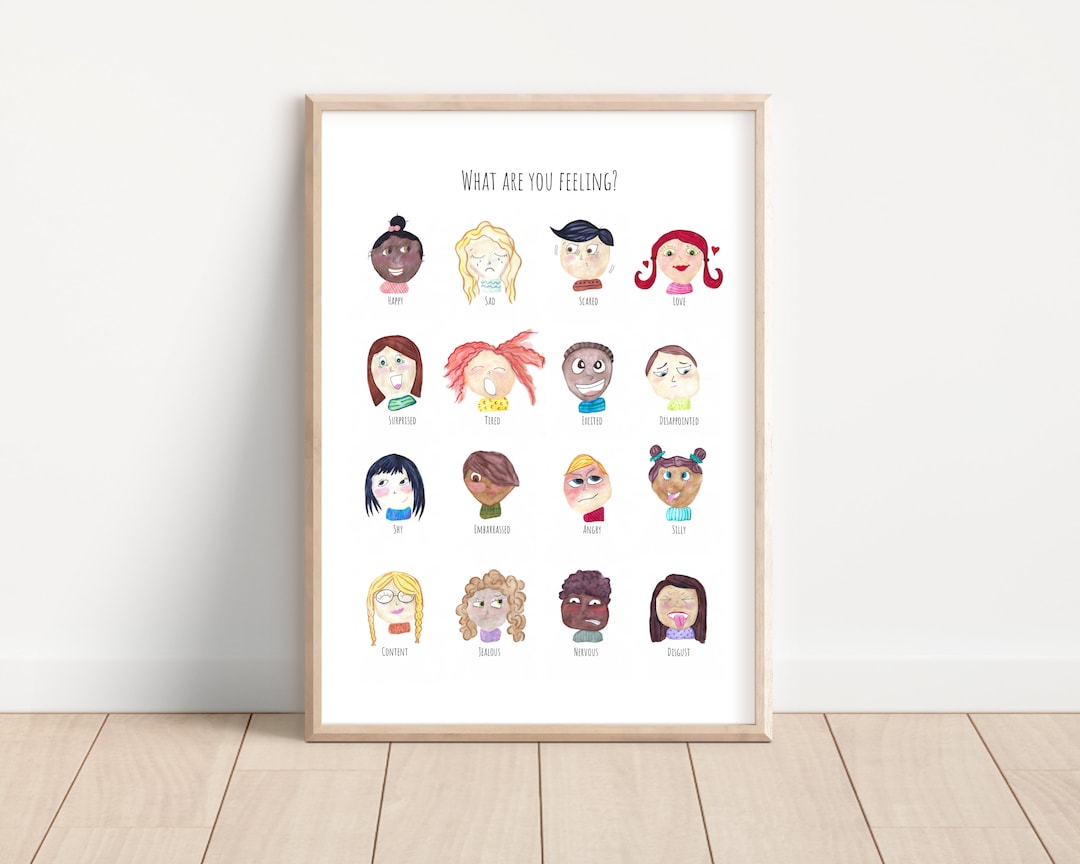 Feelings Poster Emotions Faces Emotional Awareness Kids Toddler ...
