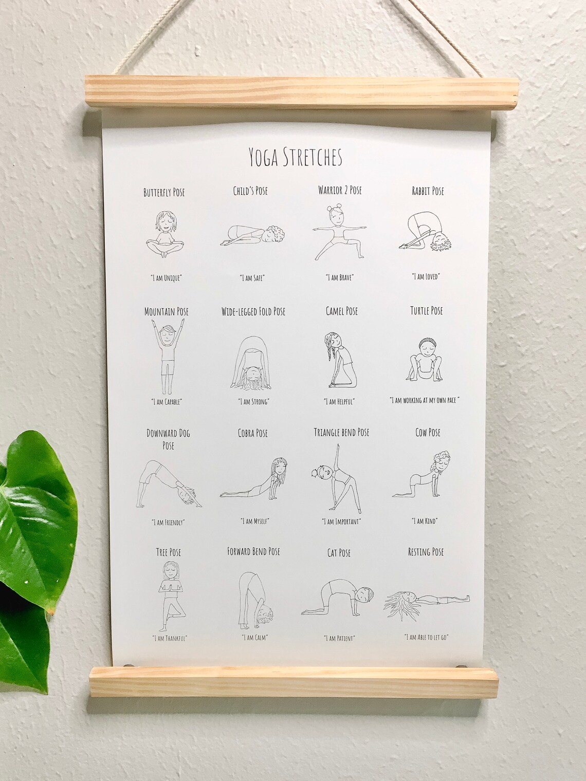 Kids Yoga Stretches Postercard Set Black&white - Etsy