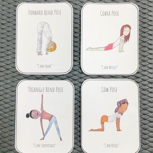 Kids Yoga Stretches Poster+card Set Handmade Mantra Affirmation ...