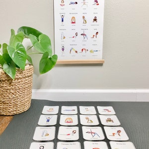 Kids Yoga Stretches Poster+card Set Handmade Mantra Affirmation ...