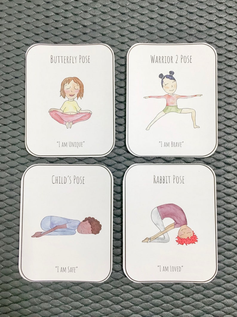 Kids Yoga Stretch Cards Handmade Mantra Affirmation Mindfulness ...