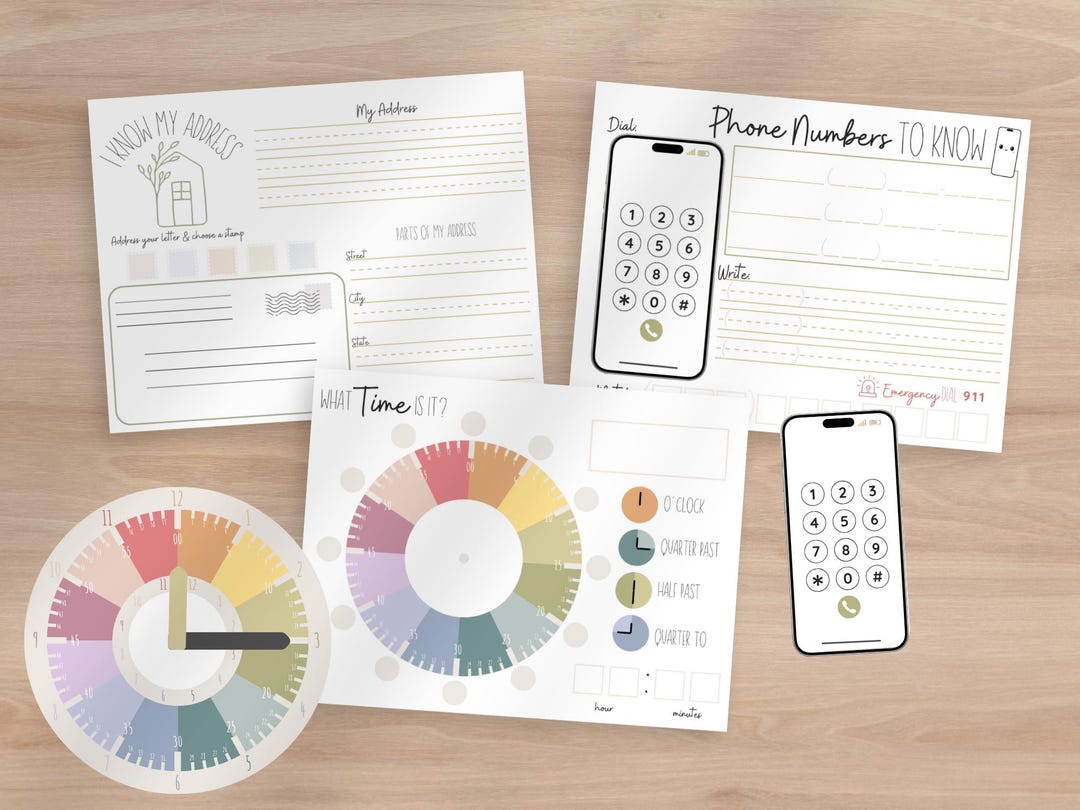 Life Skills Printable Activity Pack | Telling Time, Phone Numbers ...