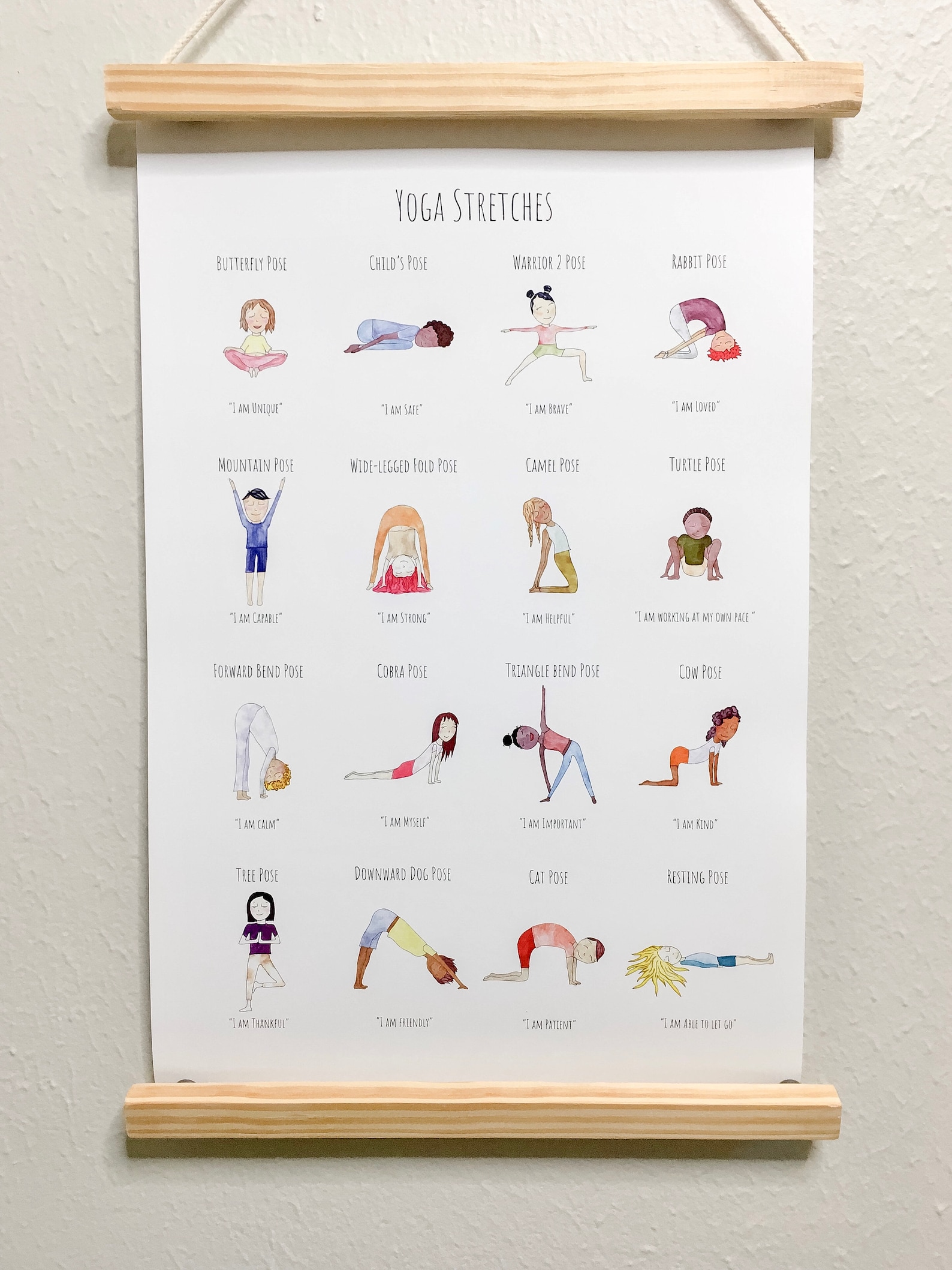 Kids Yoga Stretches Postercard Set Handmade Mantra - Etsy