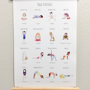 Kids Yoga Stretches Poster+card Set Handmade Mantra Affirmation ...