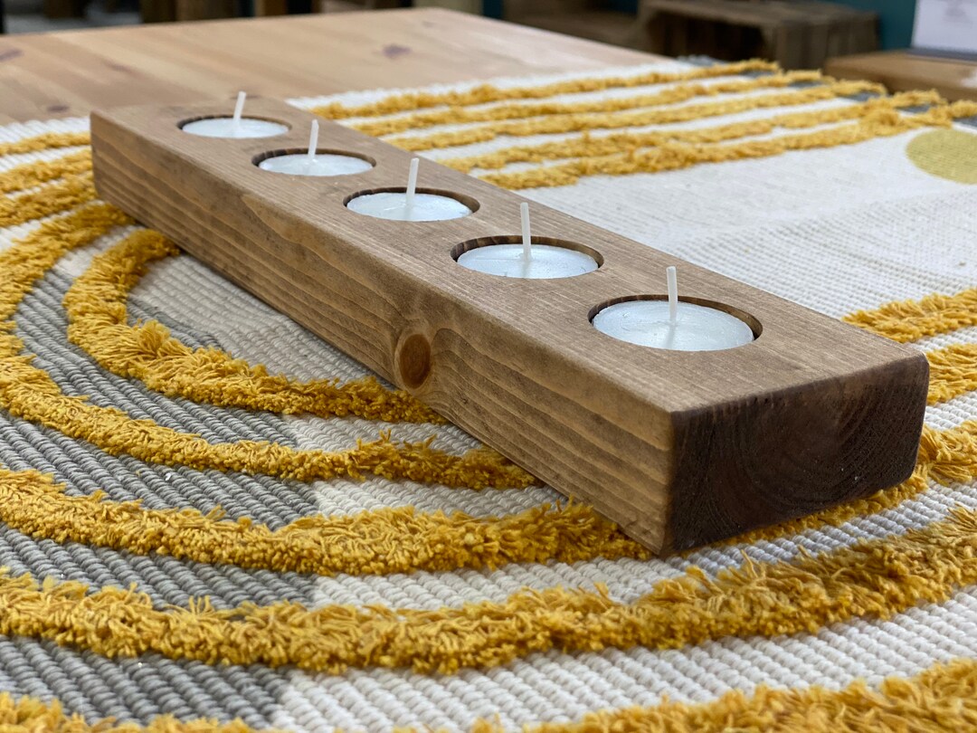 TEALIGHT // Simple Scandi Wood Tea Light Holder With FREE Candles - Etsy UK