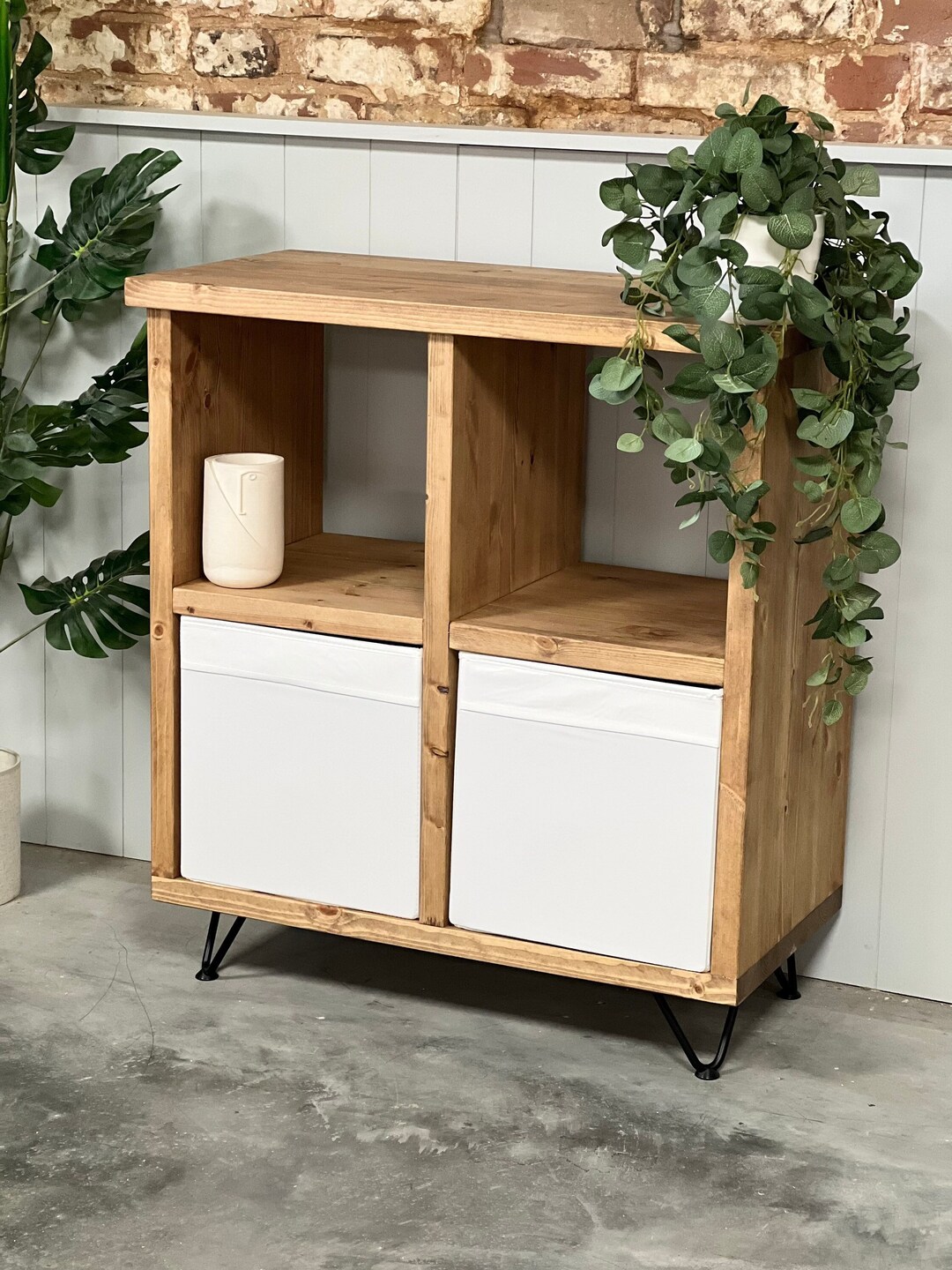 REI // Scandinavian Design Pine Storage Shelf Unit With Hairpin Legs ...