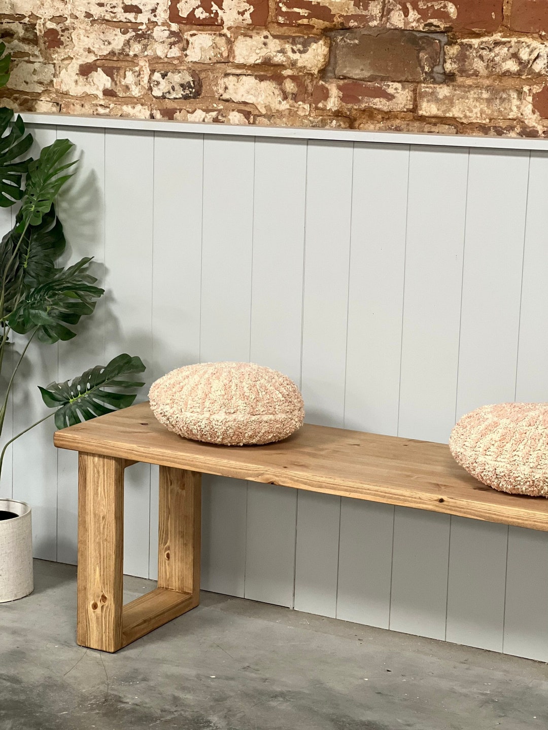 VERDE // Scandinavian Bench With Pine Square Legs - Etsy UK