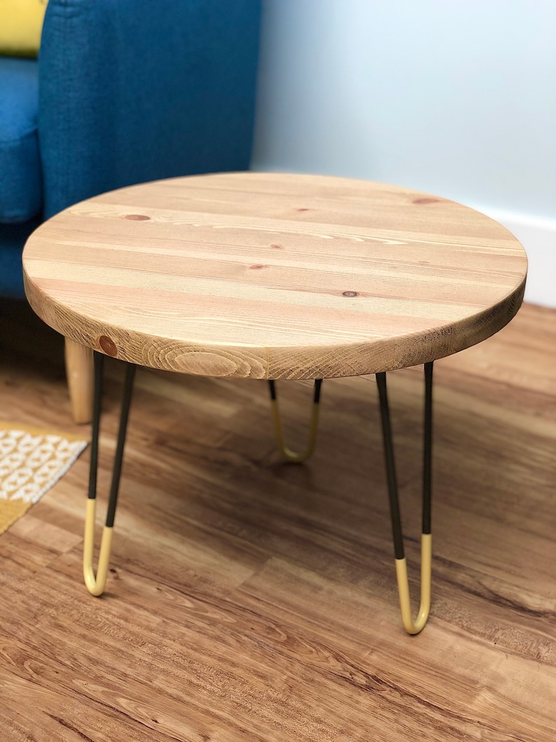 HOI // Handmade Scandinavian Round Coffee Table With Yellow Tipped ...