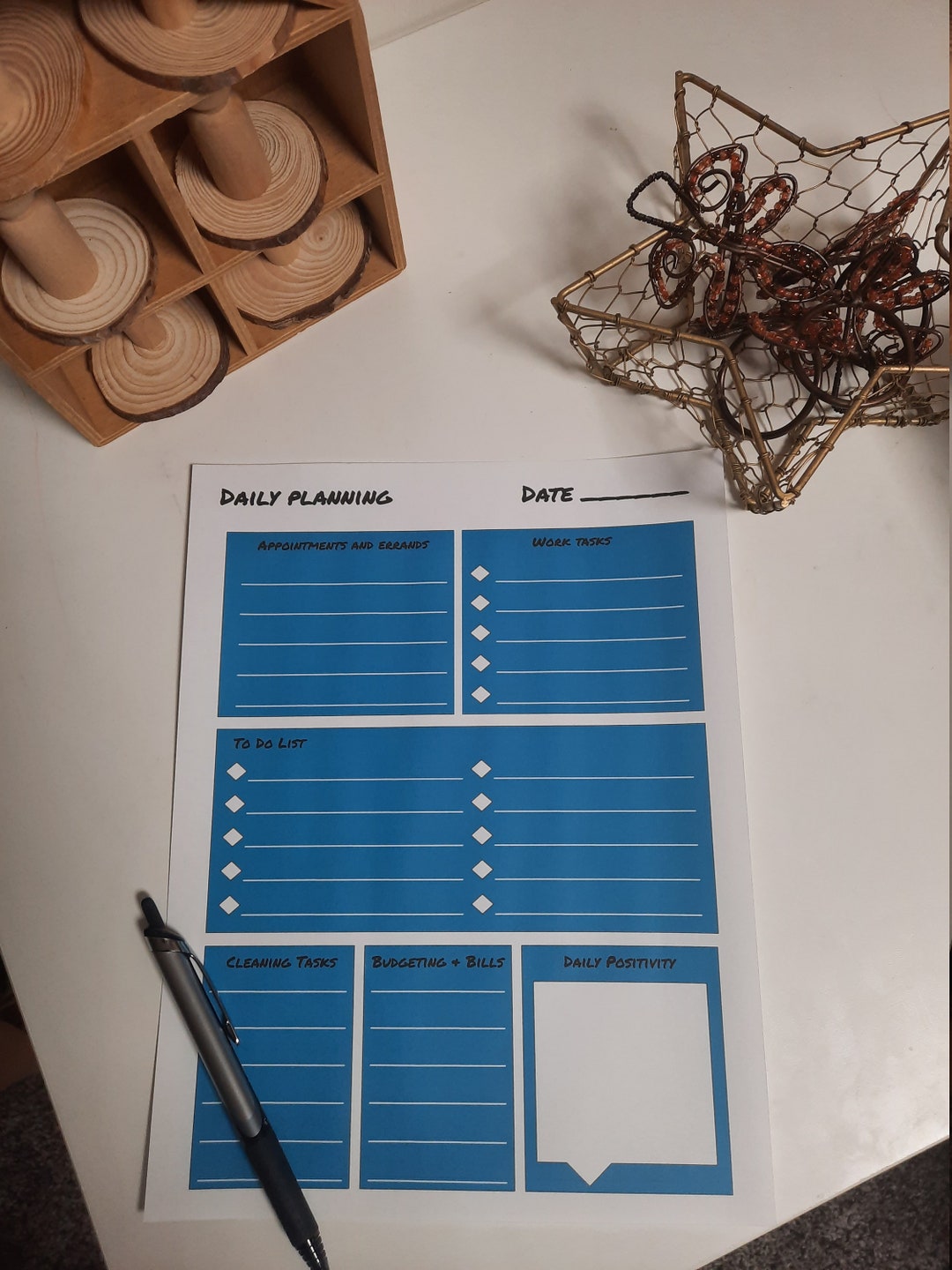 Daily Planner Worksheet Printable in Blue - Etsy