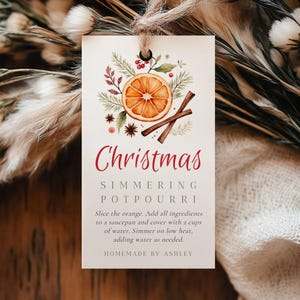 Christmas Simmering Potpourri Tag Template, Editable Holiday Stovetop ...