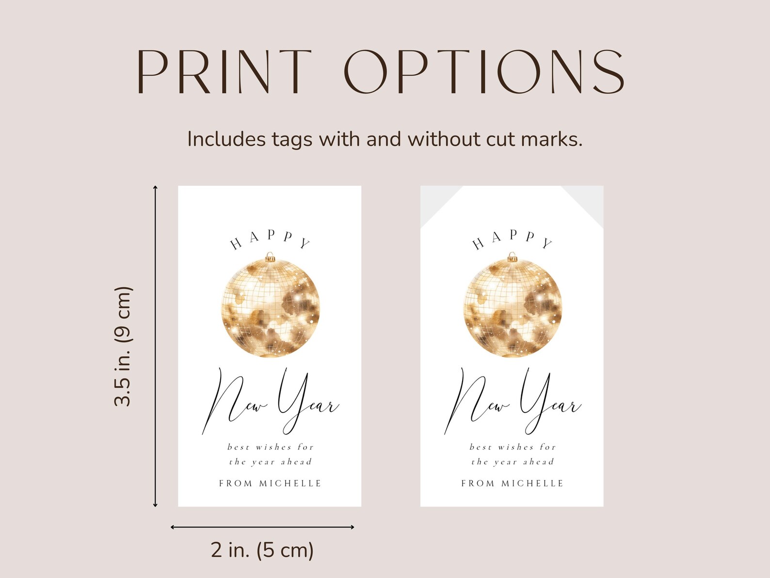 Happy New Year Gold Disco Ball Gift Tag Template, Editable NYE Party ...