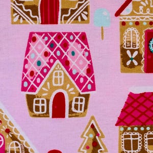 Fabric: Pink Super Snuggle Flannel, Gingerbread Houses and Trees on ...