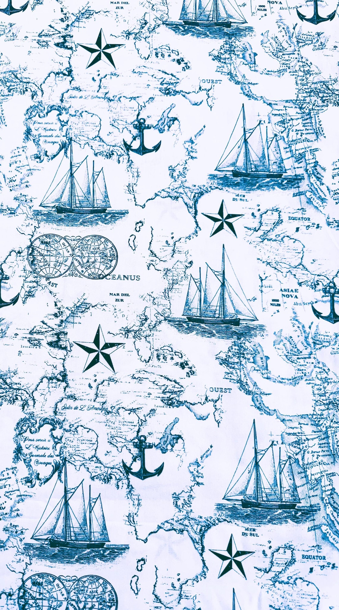 Set Sail With This Cotton Nautical Map Fabric - Etsy