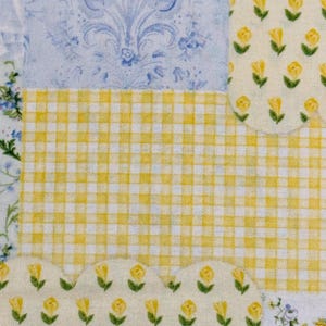 Yellow and Blue Patchwork Cotton Calico Fabric - Etsy