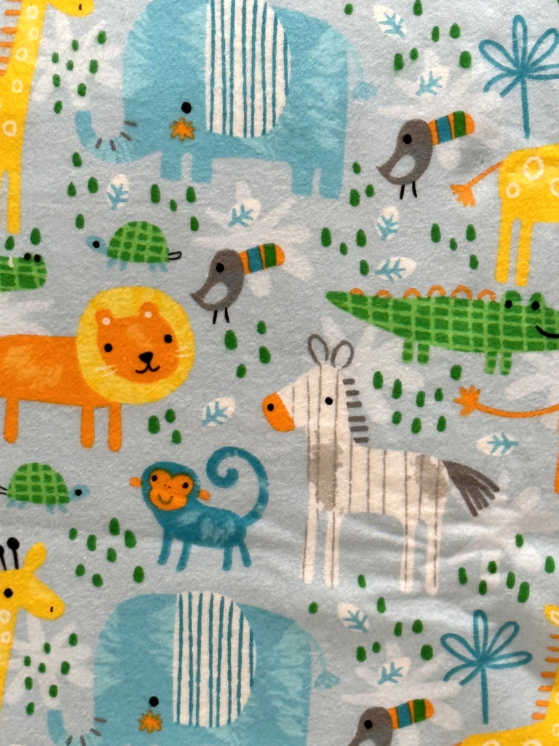 Fabric: Sweet Jungle Animals on Light Blue Super Snuggle Flannel - Etsy