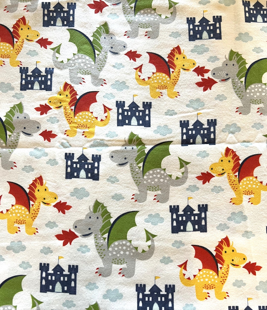 Fabric: Dragons and Castles Super Snuggle Flannel Fabric - Etsy