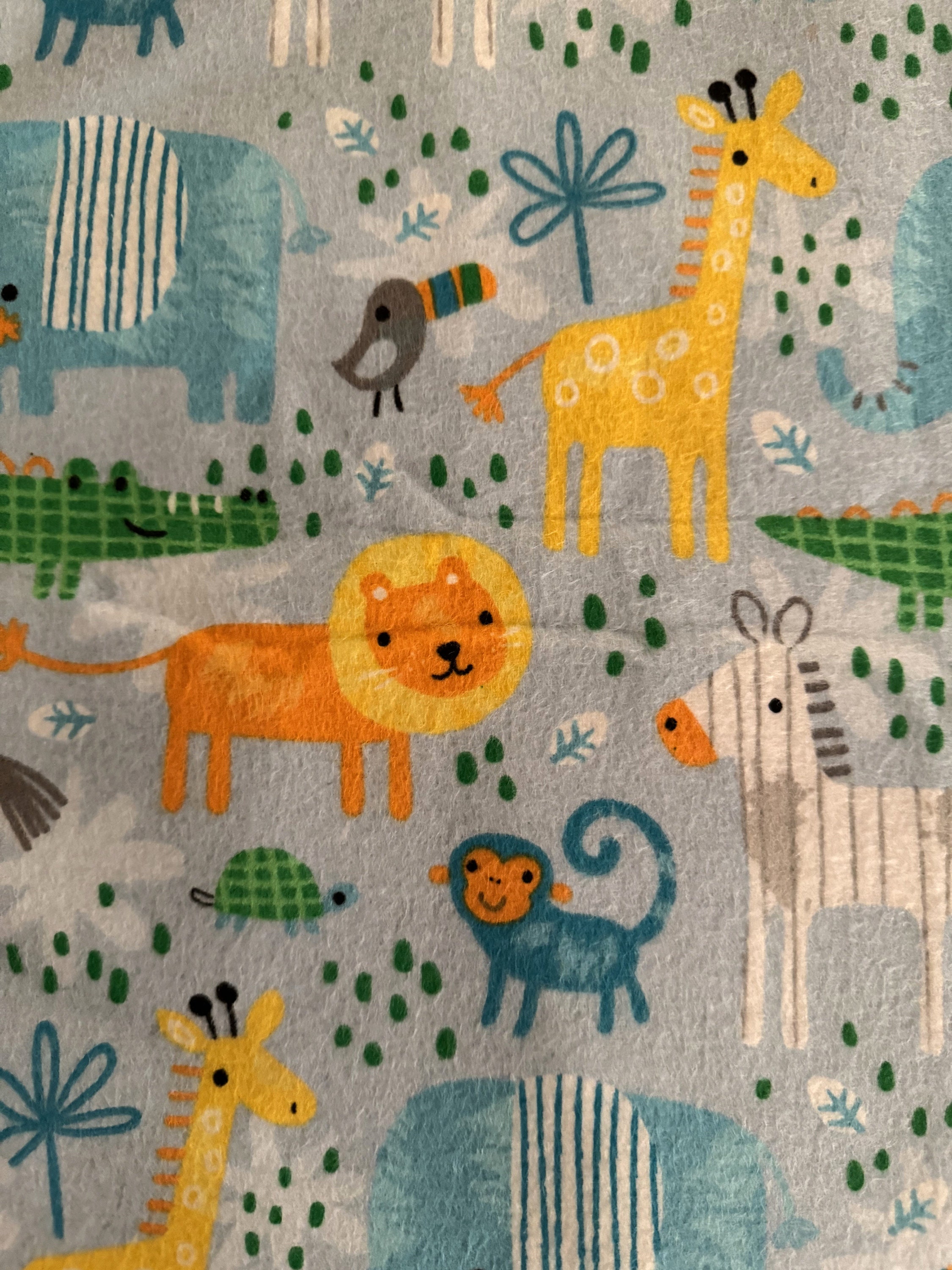 Fabric: Sweet Jungle Animals on Light Blue Super Snuggle Flannel - Etsy
