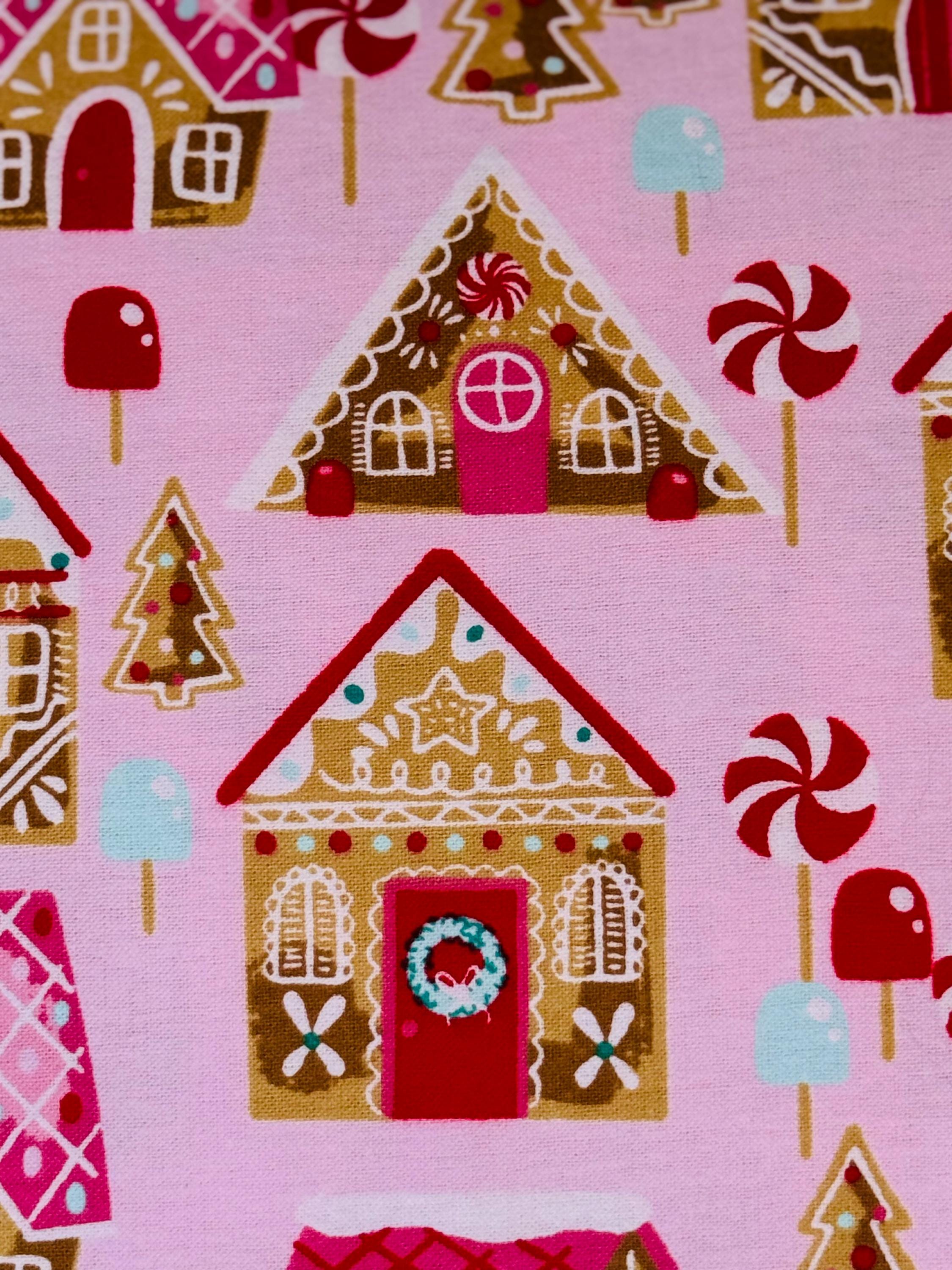 Fabric: Pink Super Snuggle Flannel, Gingerbread Houses and Trees on ...