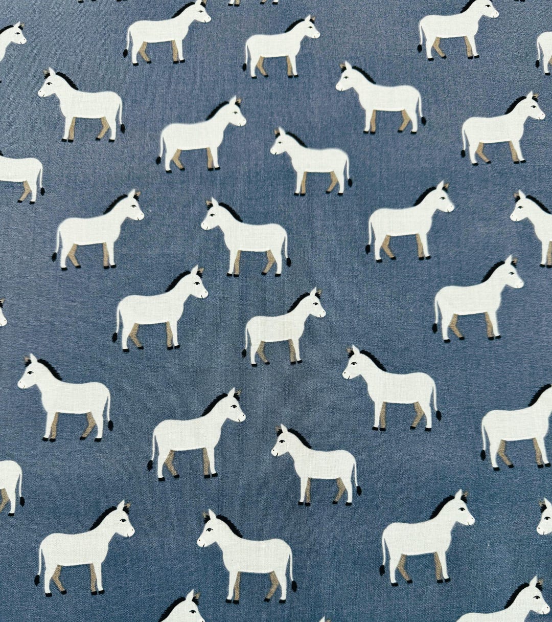 Cotton Fabric: Cute Donkeys on Blue Quilt Cotton - Etsy