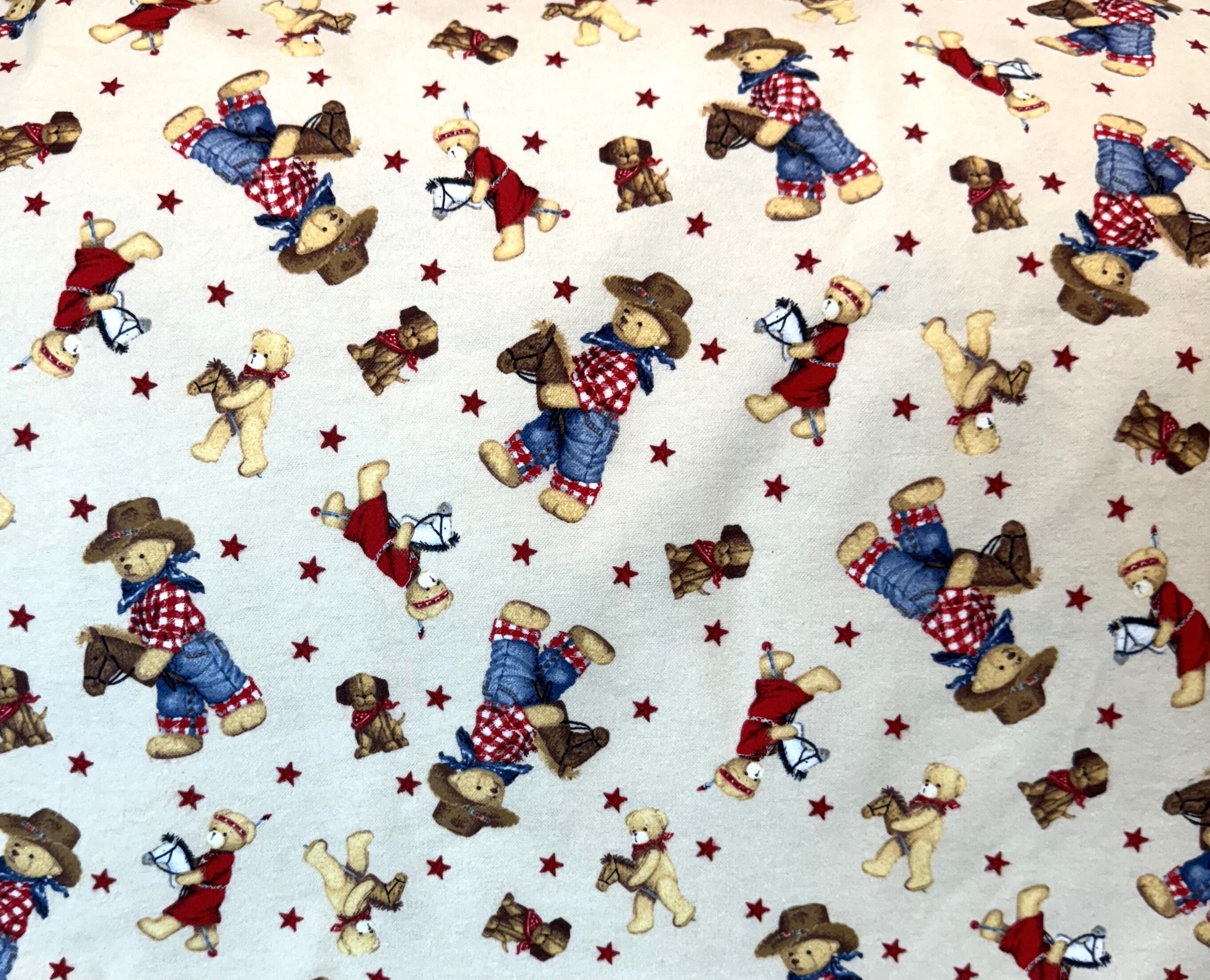 Fabric Cowboy Teddy Bear Flannel - Etsy