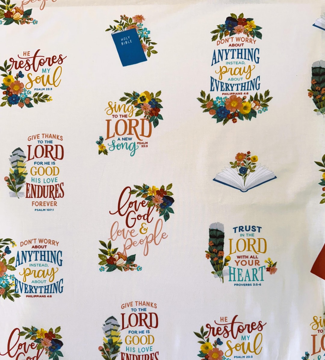 Scripture Verses in Block Form Cotton Fabric - Etsy