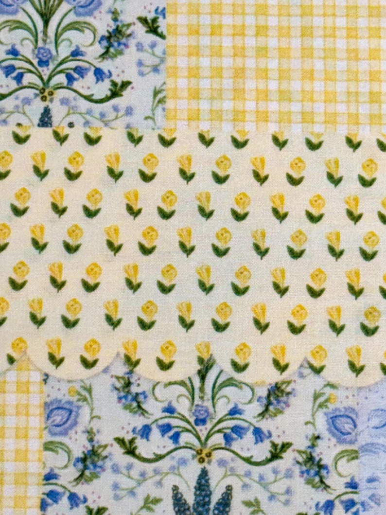 Yellow and Blue Patchwork Cotton Calico Fabric - Etsy