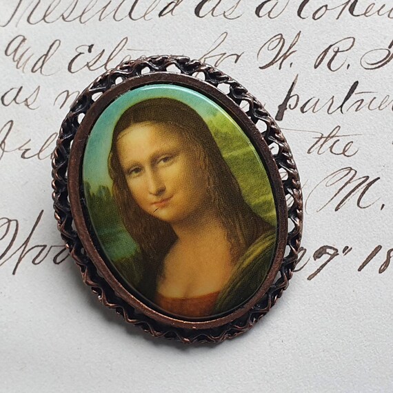 Classic Vintage Porcelain Mona Lisa Brooch Pendant; S… - Gem
