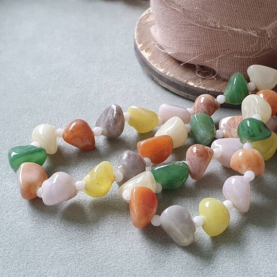Gorgeous Long Vintage Plastic Resin 60's Beaded Neckl… - Gem