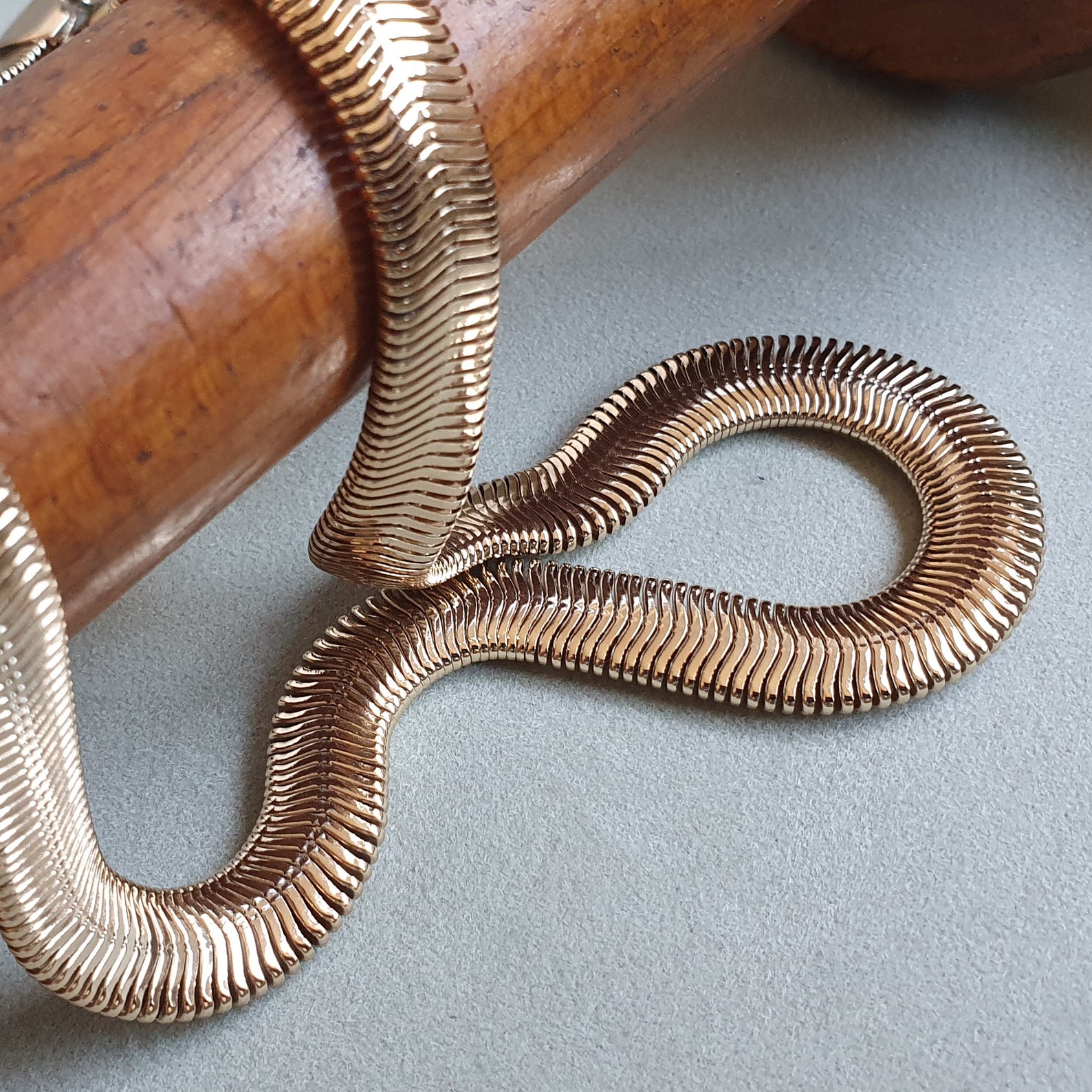 Gorgeous Vintage Gold-tone Slinky Snake Chain Necklace - Etsy