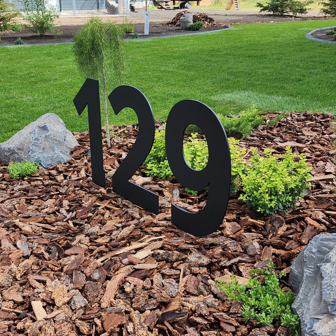Freestanding Aluminum Lawn Address Numbers: Modern House Number - Etsy