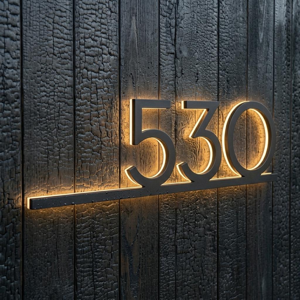 Custom Illuminated House Number Sign | Modern LED Address Plaque - Etsy