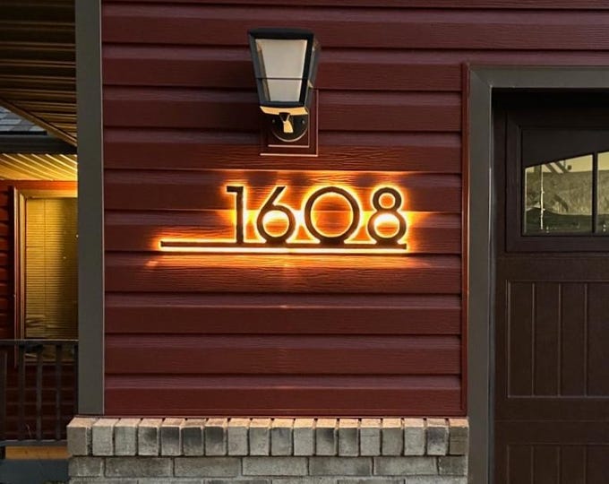 Modern Backlit House Numbers LED Address Sign Modern Address Sign ...