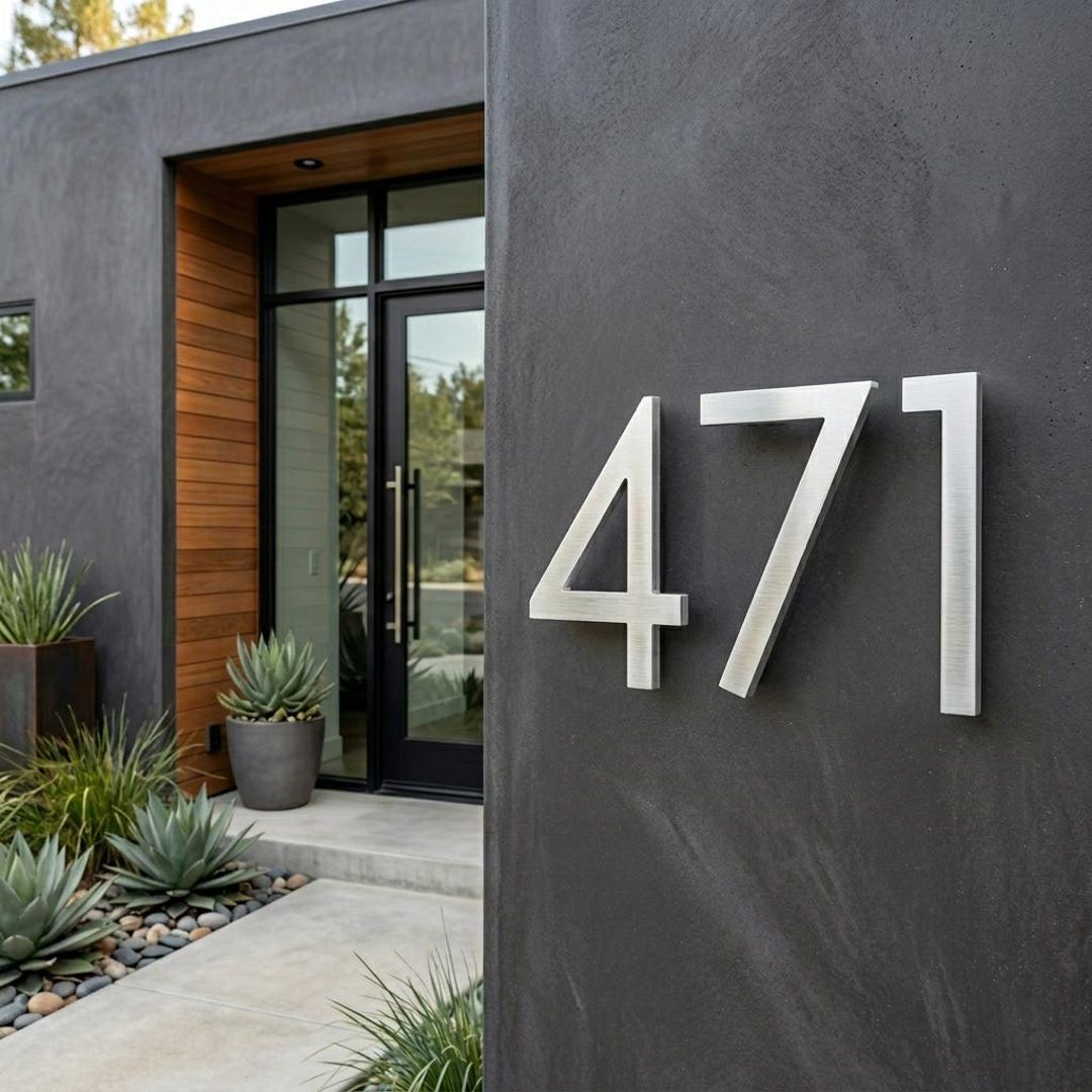 Modern Metal House Numbers | Floating Address Digits, Multiple Sizes ...