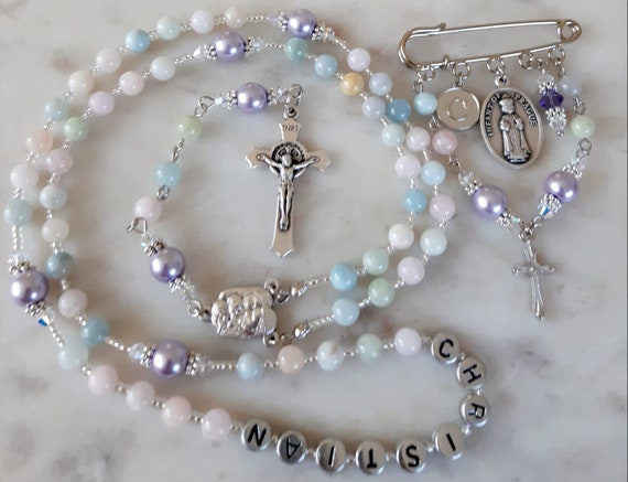 Personalised New Born Baptism Rosary Set Baby Girl Rosary | Etsy